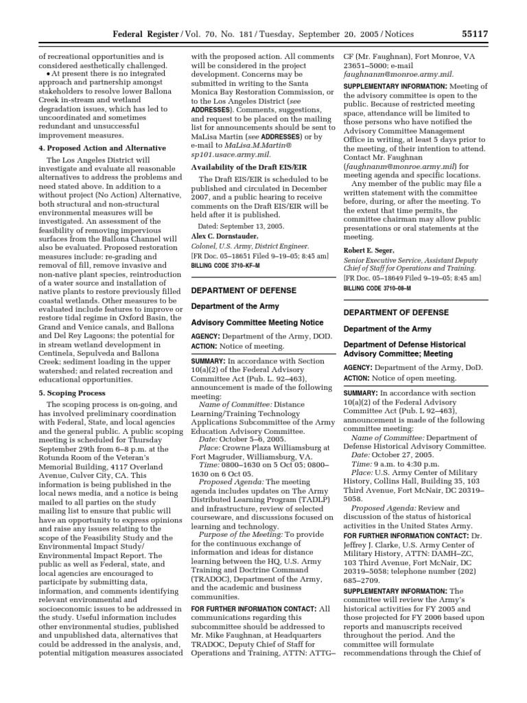 Notice: Environmental Statements Notice of Intent: Army Education ...