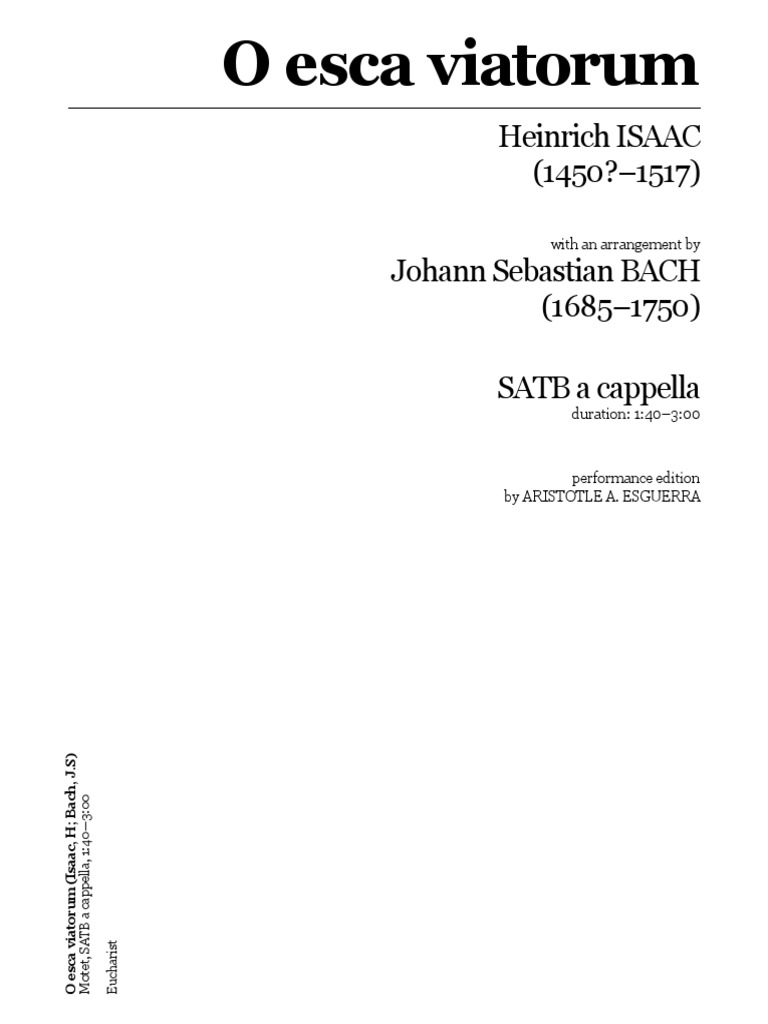 Isaac Bach O Esca Viatorum | PDF | Elements Of Music | Vocal Music