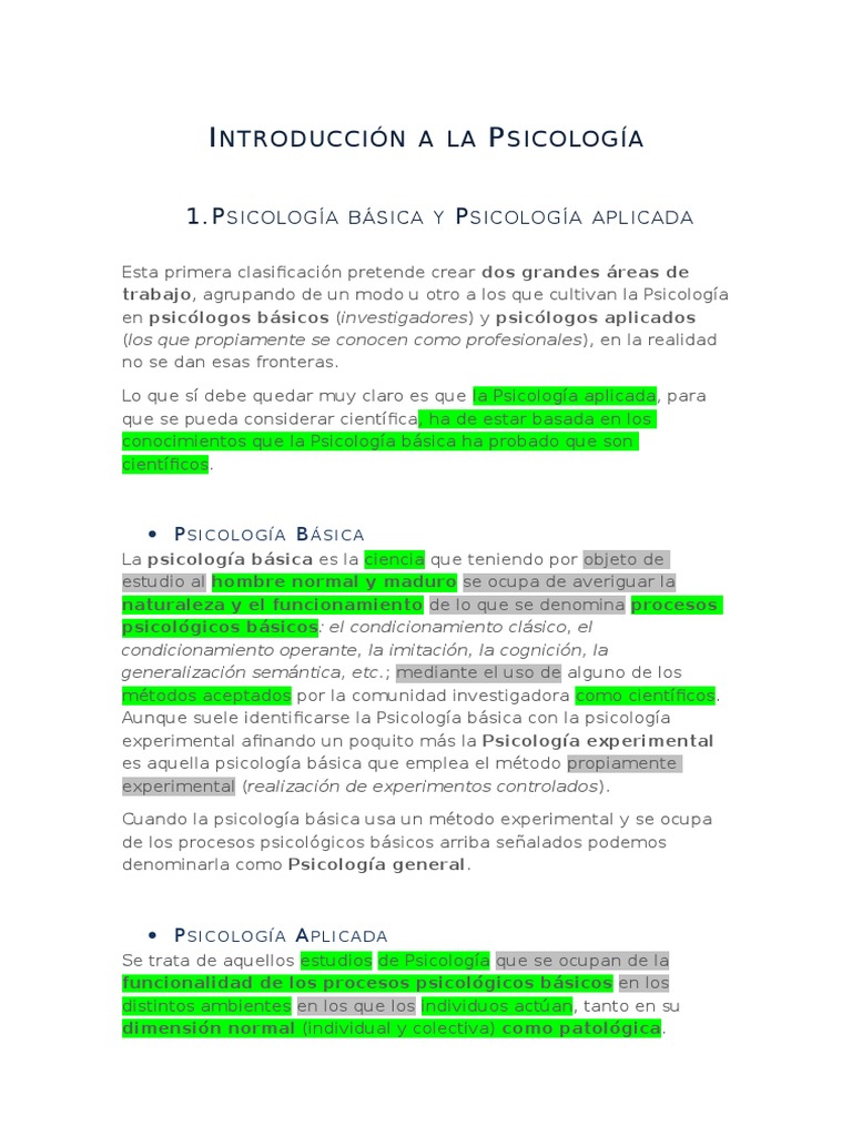 TEMA 1 Introducción A La Psicología (Apuntes) | PDF | Sicología | Science