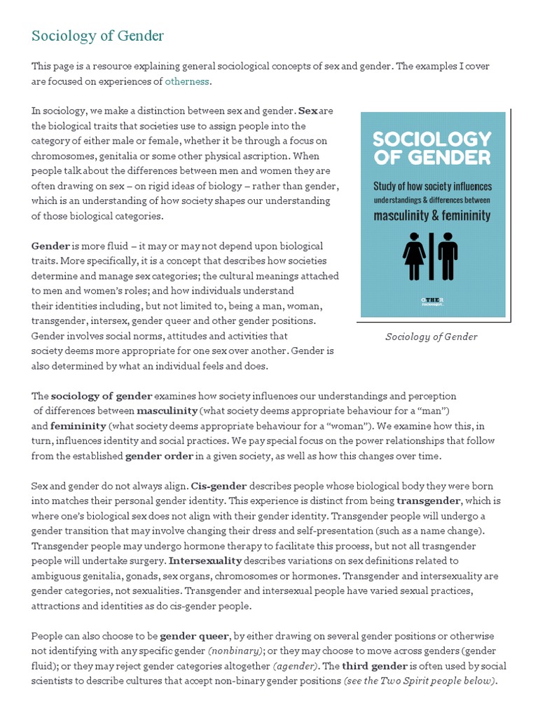 Sociology of Gender _ the Other Sociologist - Analysis of Difference ...