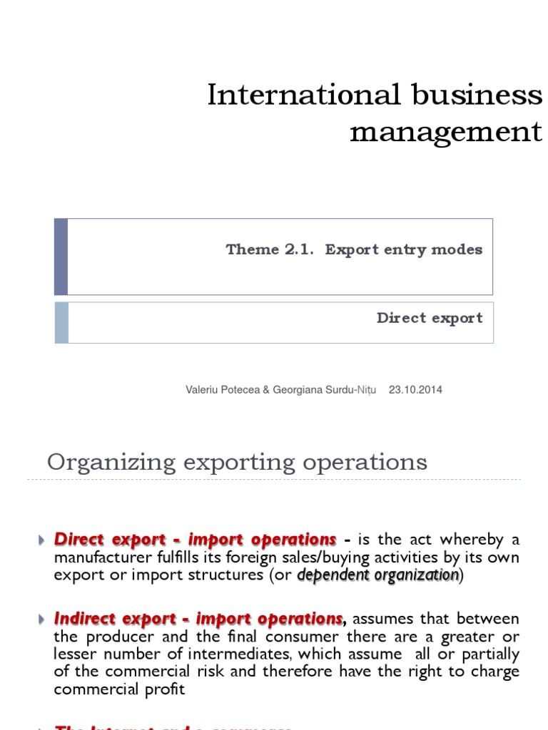 2.1. Export Entry Modes - Direct Export Operations | PDF | Exports | Sales