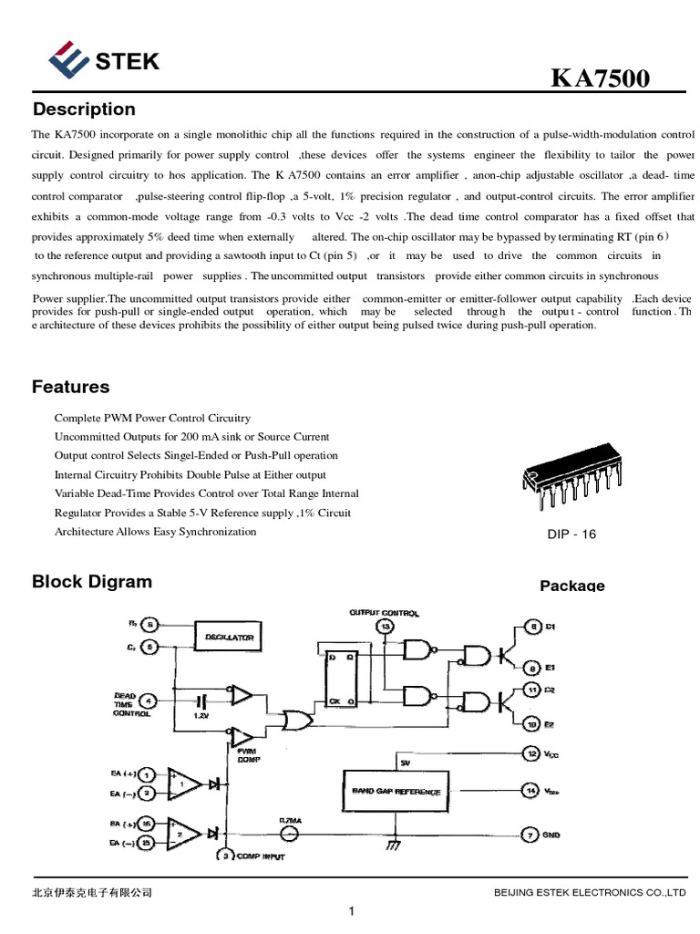 KA7500 Datasheet | Amplifier | Electronic Circuits