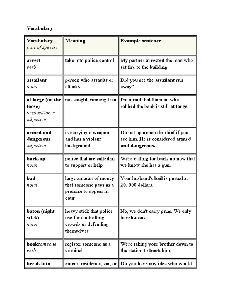 Police Vocabulary and Terminology Guide | PDF | Juvenile Delinquency ...