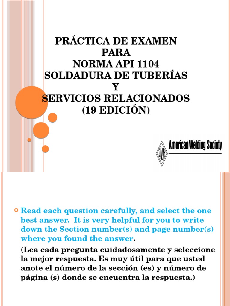 API 1104 Ejercicios | PDF | Pruebas no destructivas | Soldadura