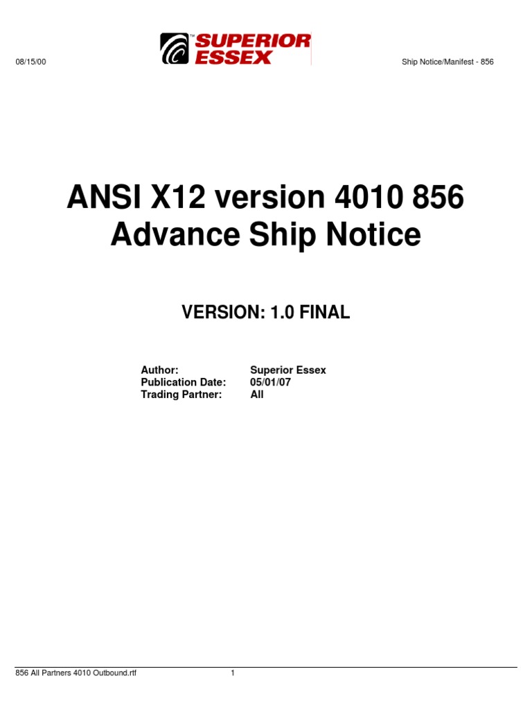 856 Implementation | Download Free PDF | Electronic Data Interchange ...