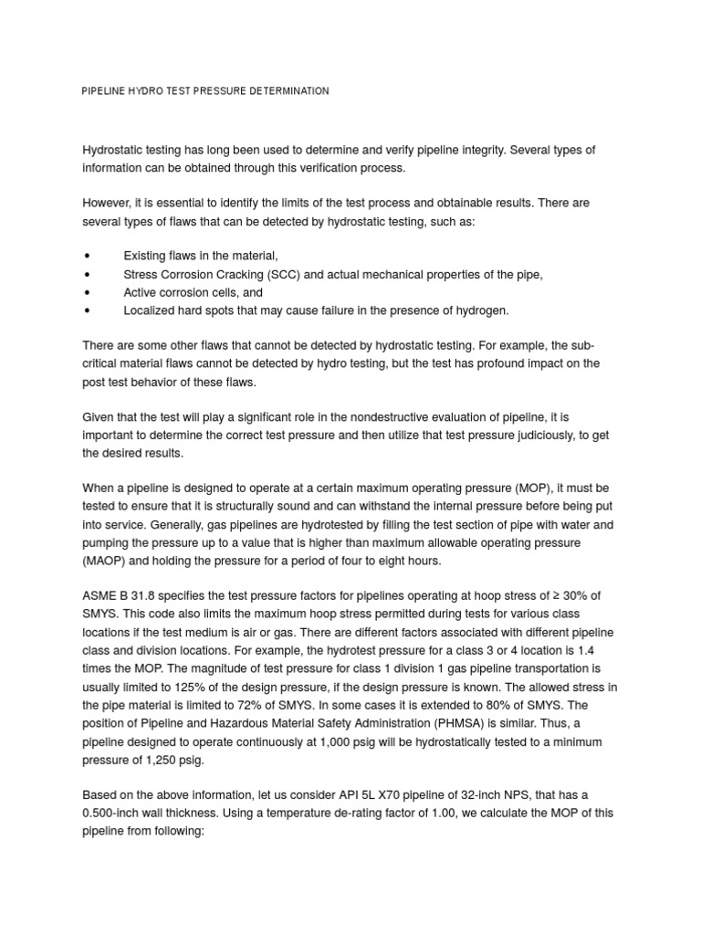 Hydrotest Full Details - and Calculation | PDF | Strength Of Materials ...