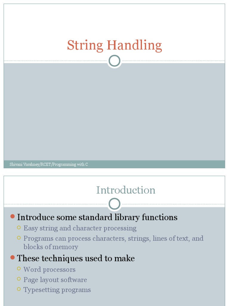 String Handling | PDF | C (Programming Language) | String (Computer ...