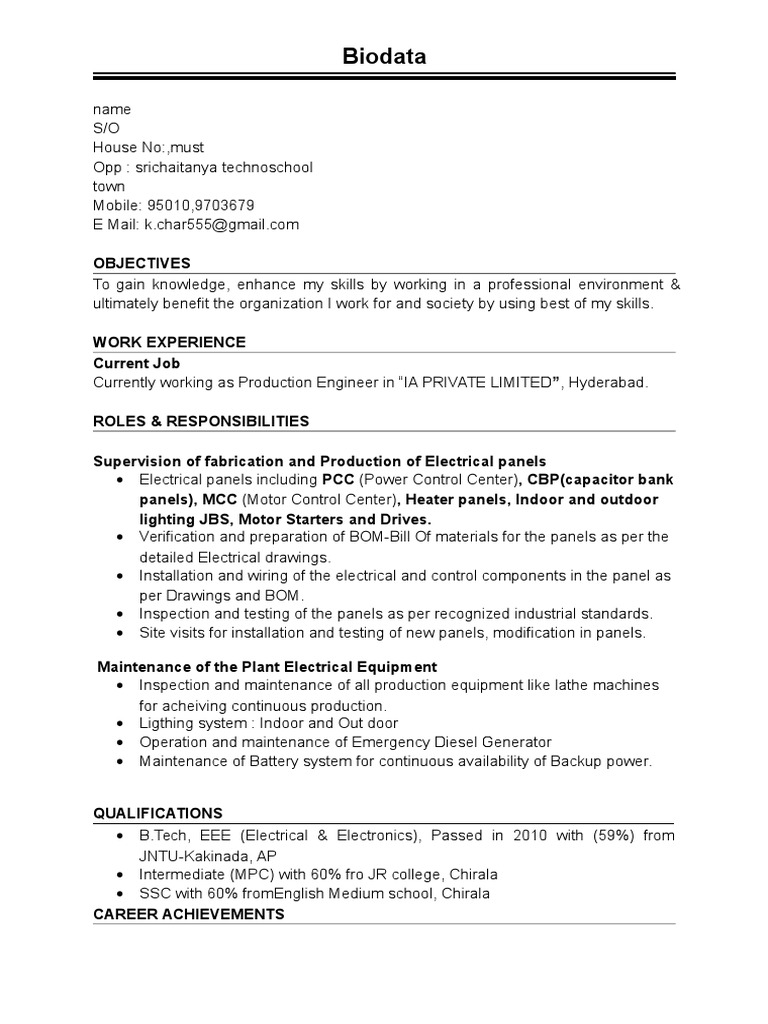 Biodata of Friend | PDF | Electricity | Electrical Engineering