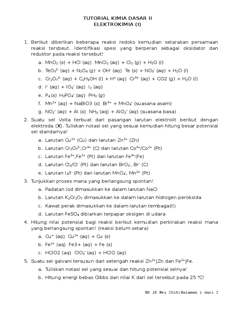 Tutorial Kimia Dasar II | PDF | Sains & Matematika