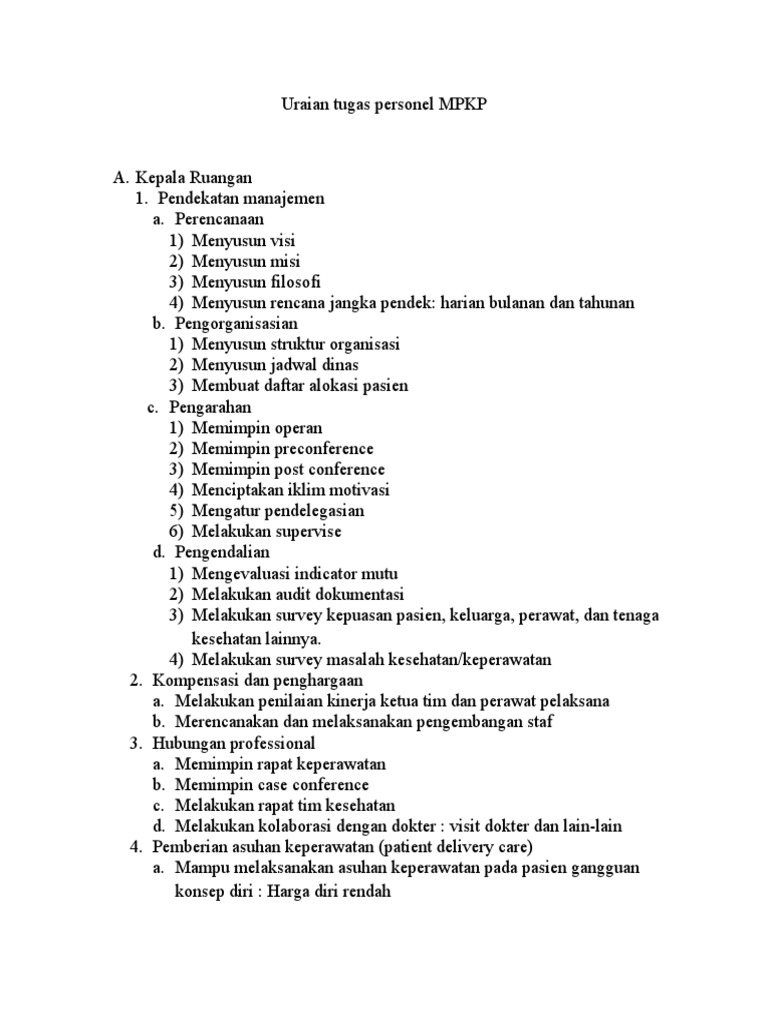 Uraian Tugas Personel MPKP Tim | PDF | Pengembangan Diri