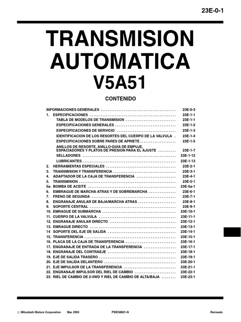 Diagrama Transmisión Automática V5A51 | PDF | Transmisión (Mecánica ...
