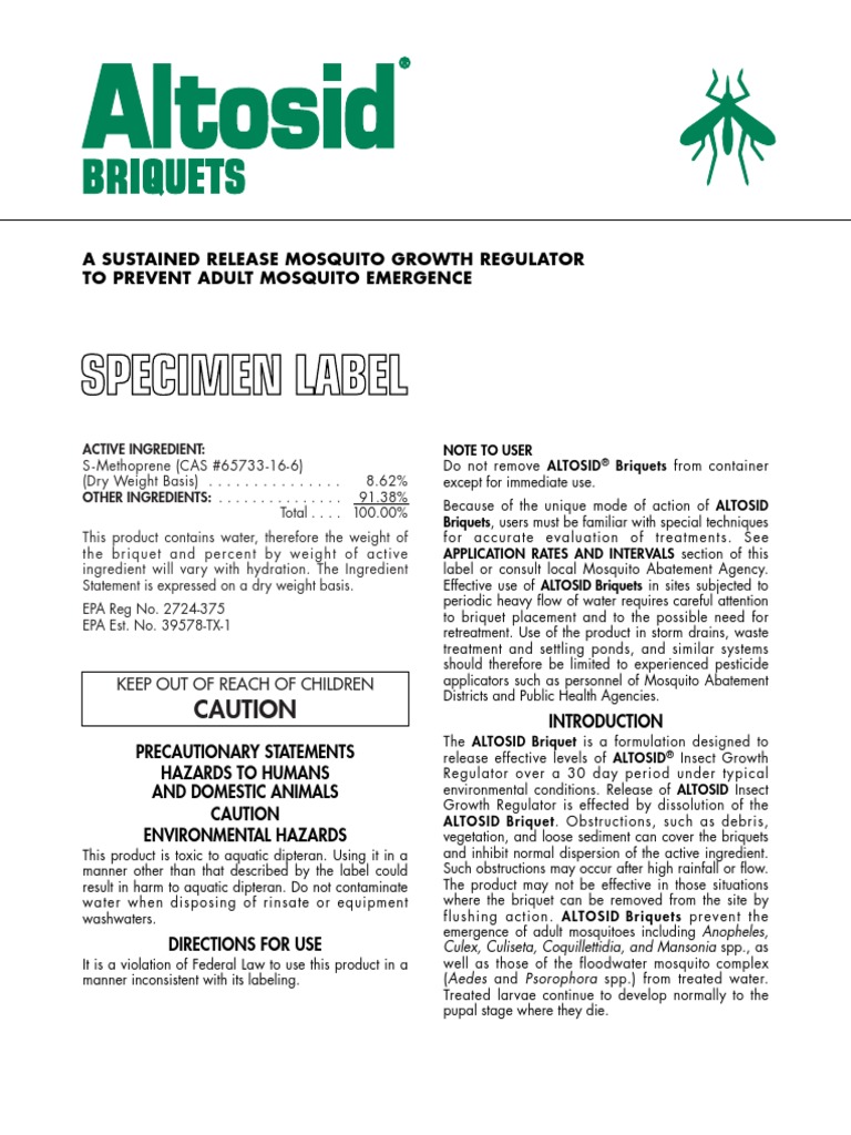 Altosid Label | PDF | Waste Management | Marsh