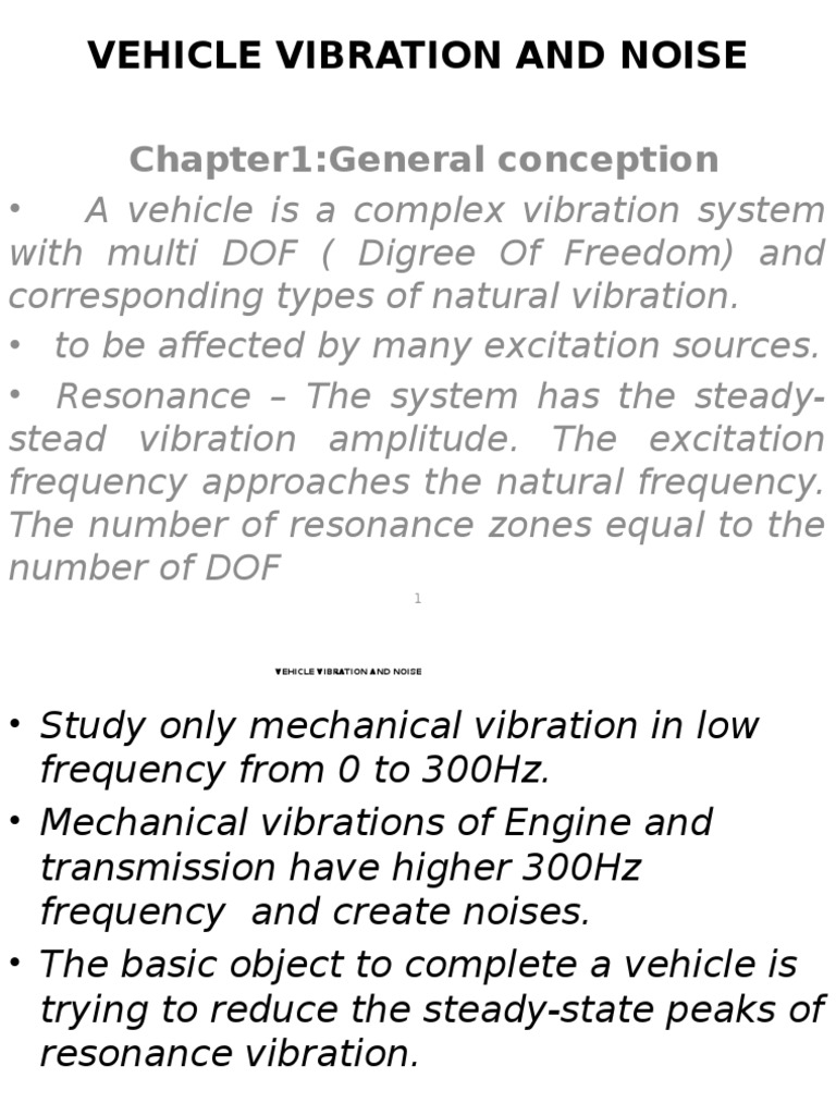 Vehicle Vibration and Noise: Chapter1:General Conception | PDF ...