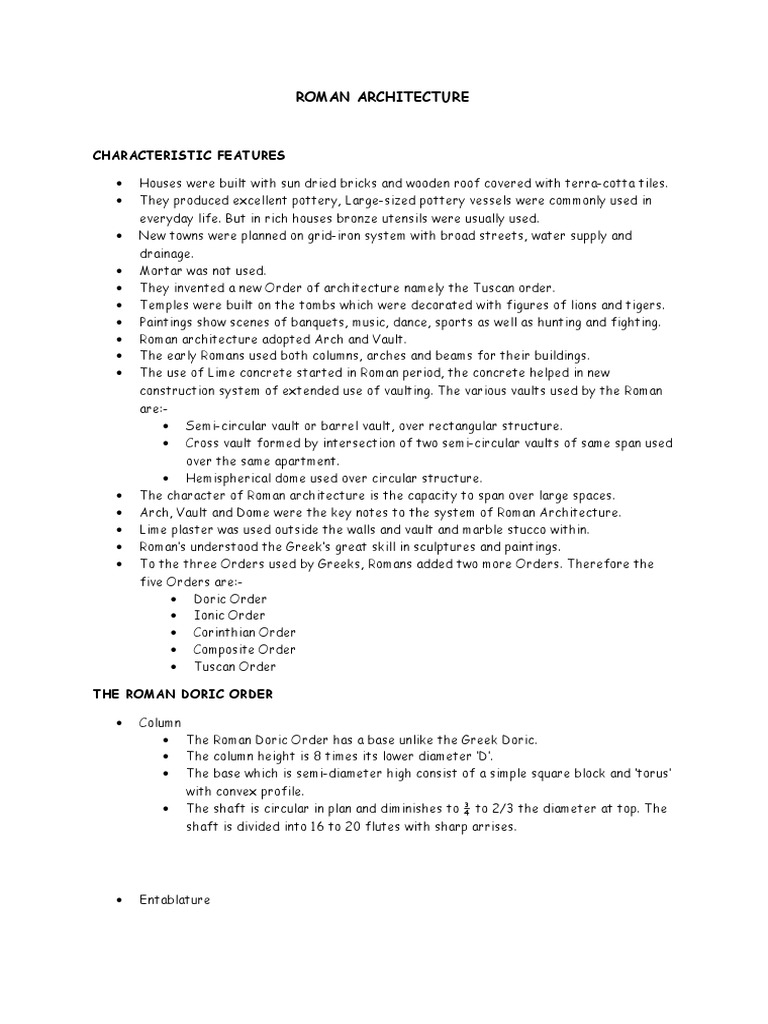 Roman Architecture | PDF | Vault (Architecture) | Column