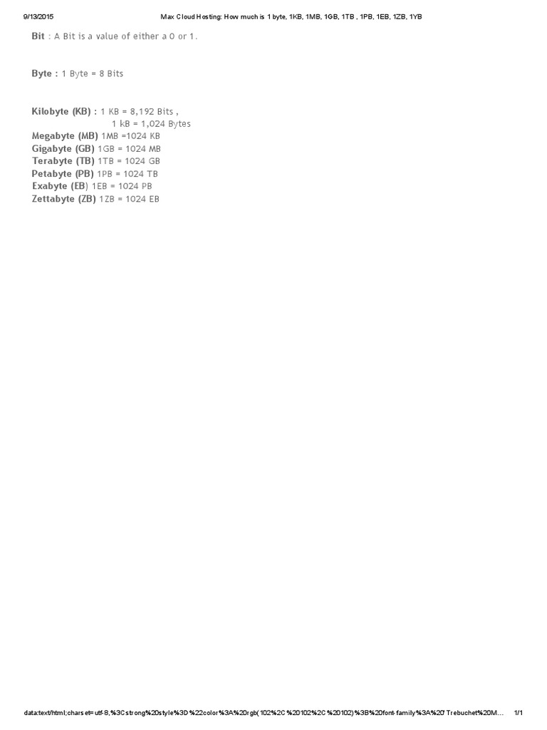 How Much Is 1 Byte, 1kb, 1mb, 1gb, 1tb, 1pb, 1eb, 1zb, 1yb | PDF ...