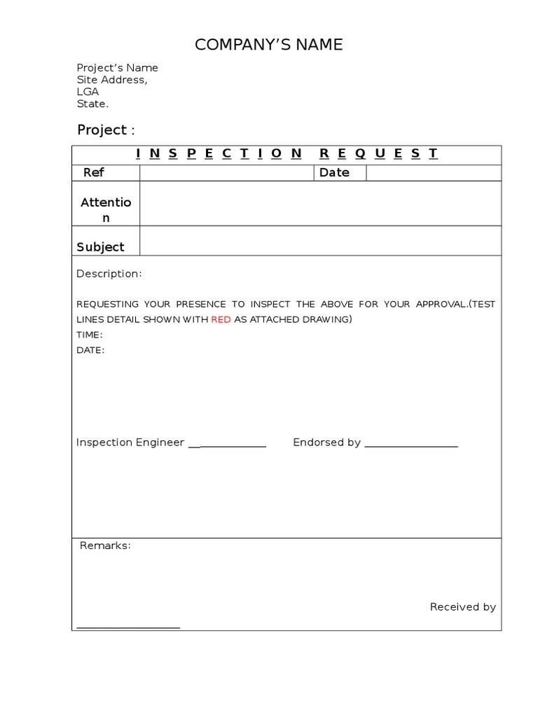 Inspection Request Form | PDF