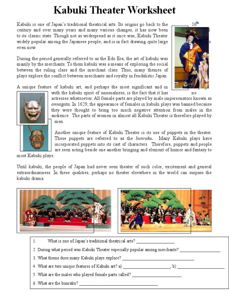 Kabuki Theater Worksheet | PDF