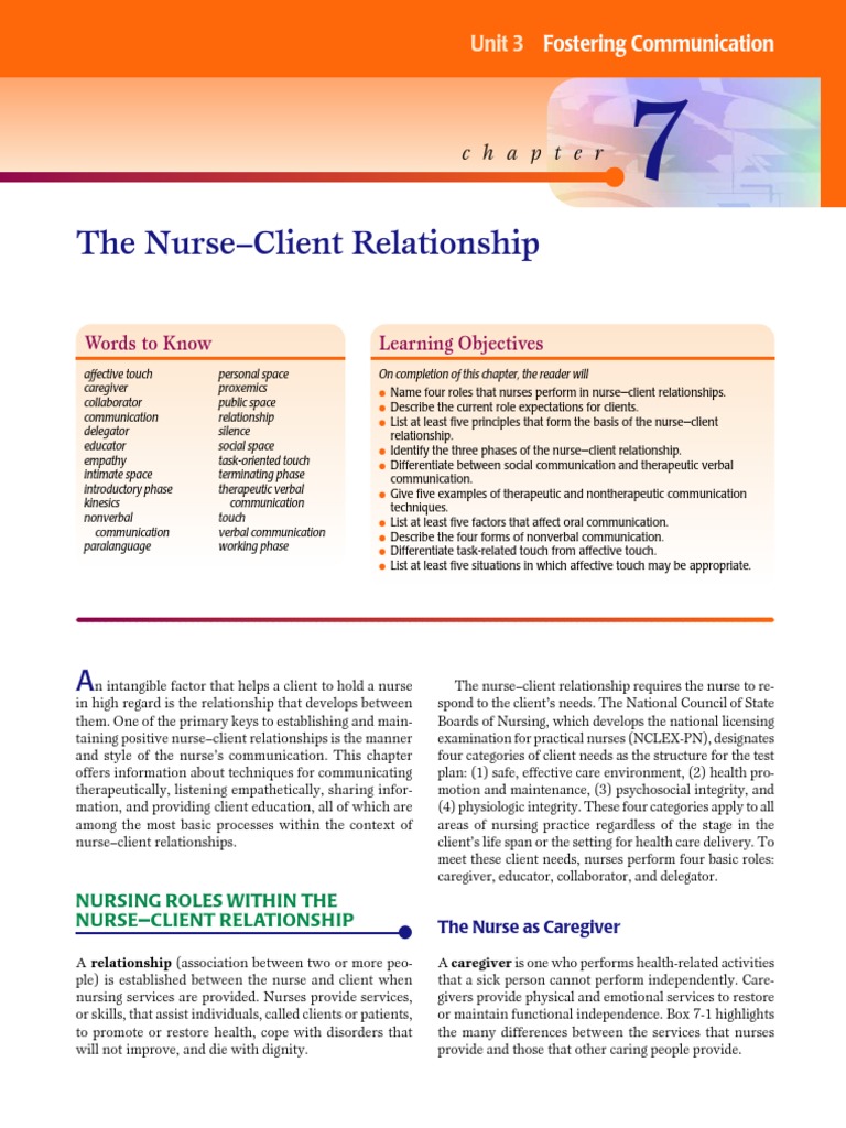 Chapter 7 The Nurse–Client Relationship.pdf | Nonverbal Communication ...