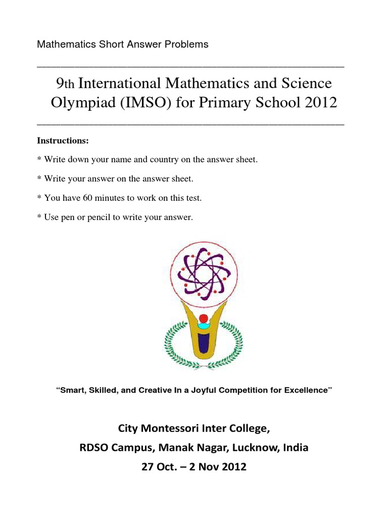 IMSO 2012 - Short Answer | PDF | Triangle | Geometry