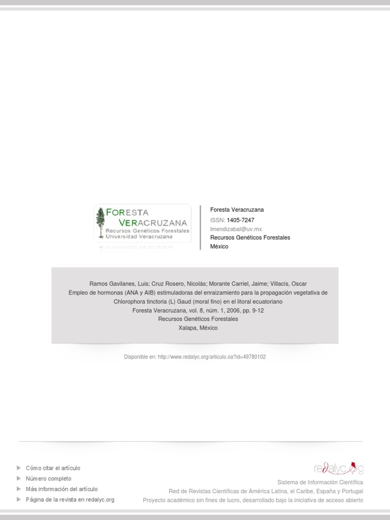 Hormonas ANA y AIB en enraizamiento de Chlorophora tinctoria | PDF ...