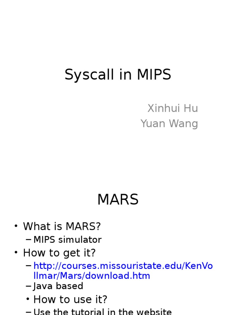 An In-Depth Guide to Syscalls in MIPS Assembly and Using the MARS Simulator | PDF