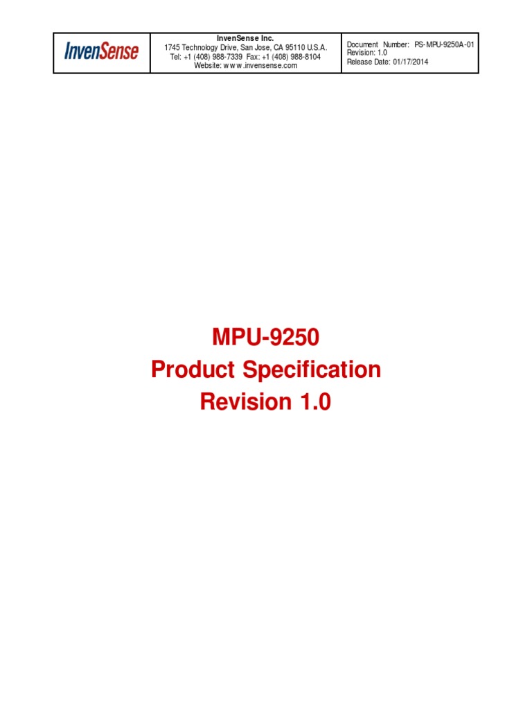 MPU9250 REV1.0 9-Axis Gyro-Accel-Magnet | PDF | Gyroscope | Accelerometer