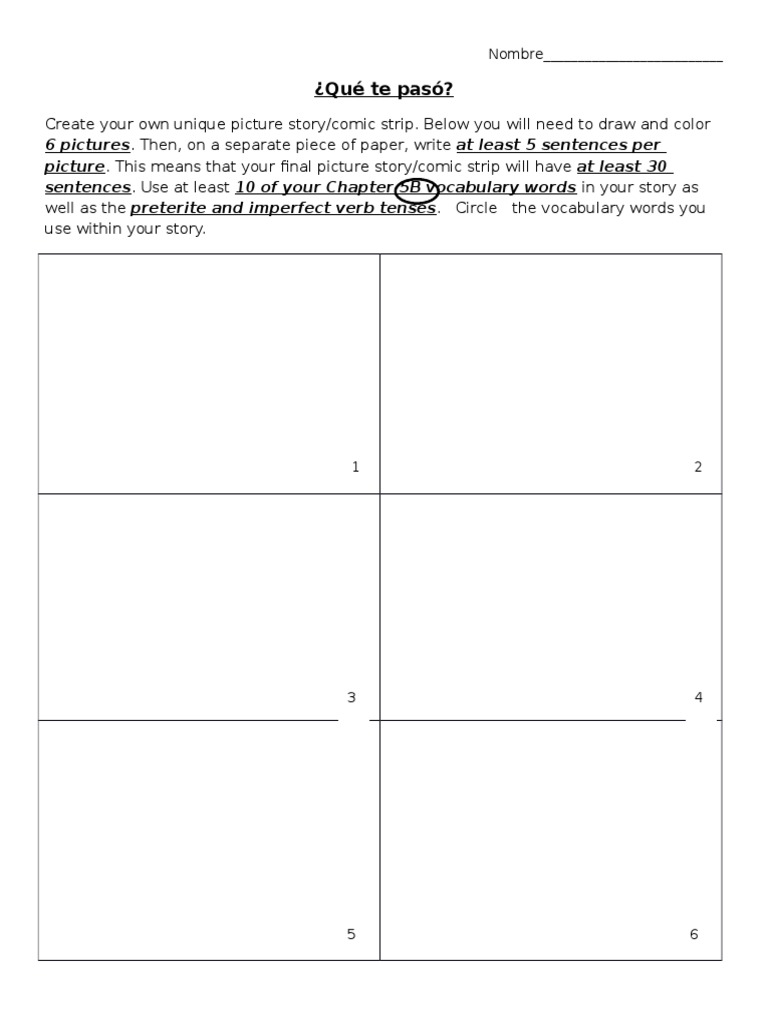 Spanish IV Chapter 5b Comic Strip Activity Rubric Updated | PDF | Verb ...