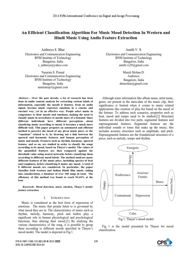 An Efficient Classification Algorithm For Music Mood Detection in ...