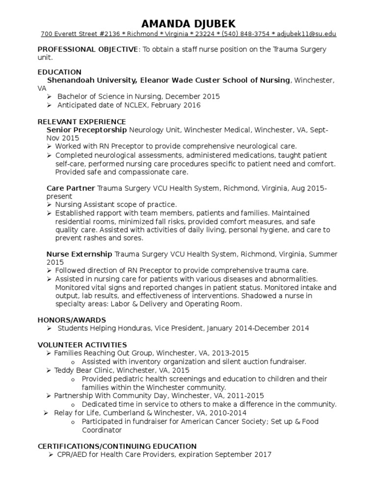 New Grad Resume | PDF | Wellness | Science & Mathematics