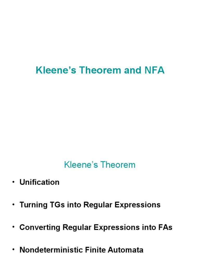 Kleens Theorem&NFA | PDF | Theoretical Computer Science | Theory Of Computation