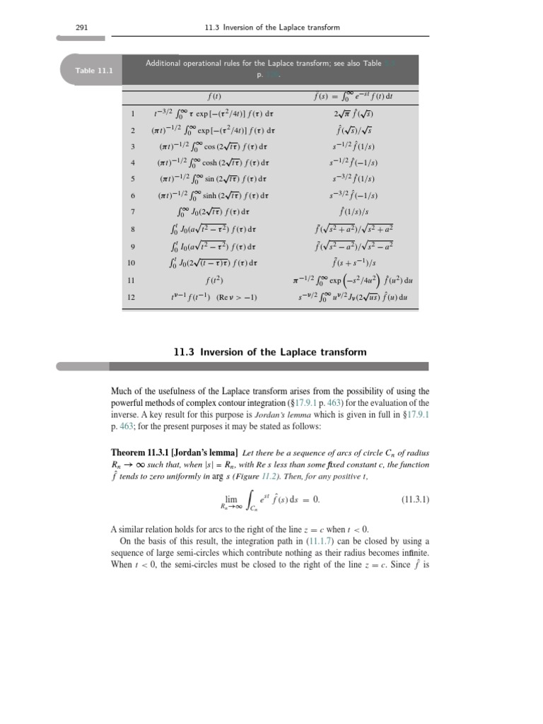 Jordan's Lemma in Laplace Transform | PDF