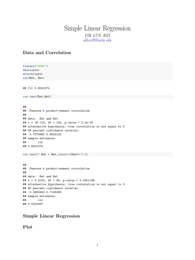 Simple Linear Regression | PDF | Errors And Residuals | Coefficient Of Determination