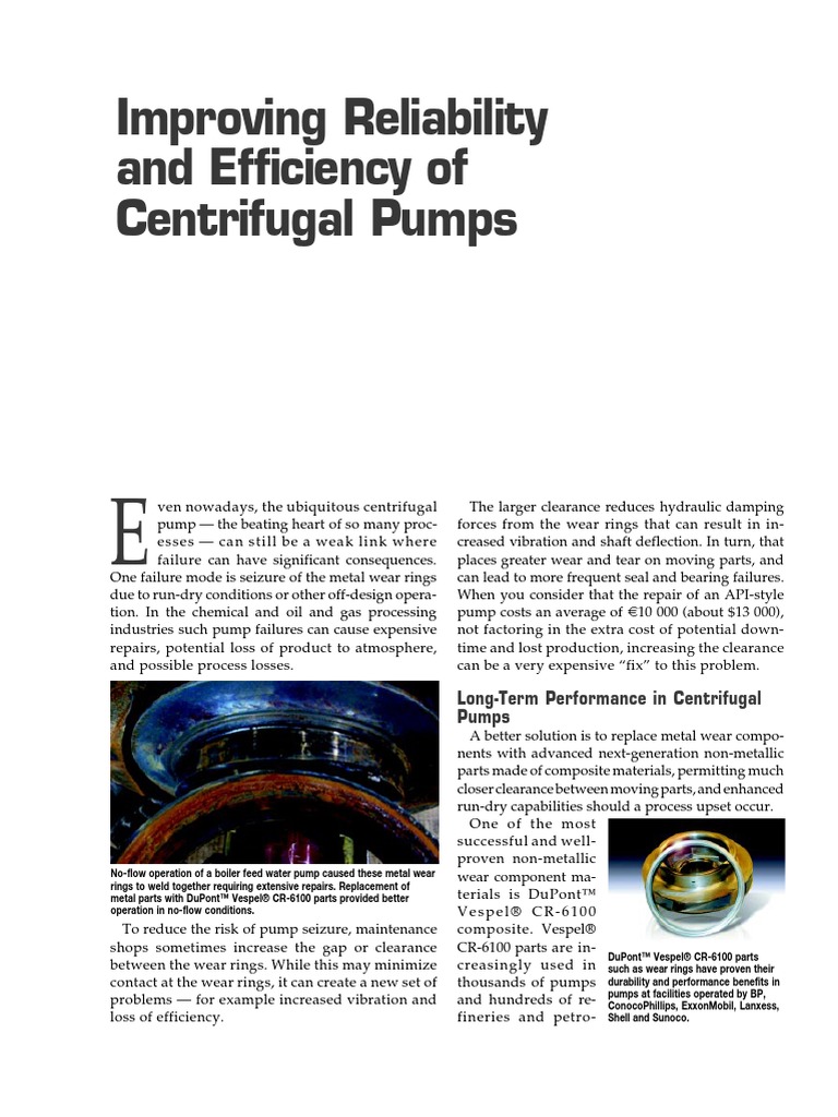 Improving Reliability and Efficiency of Centrifugal Pumps | PDF | Pump | Reliability Engineering
