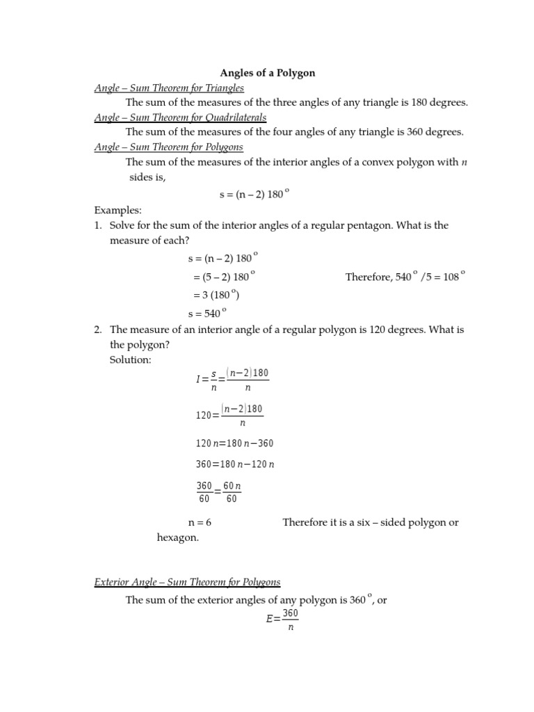 Angles of A Polygon | PDF | Teaching Methods & Materials