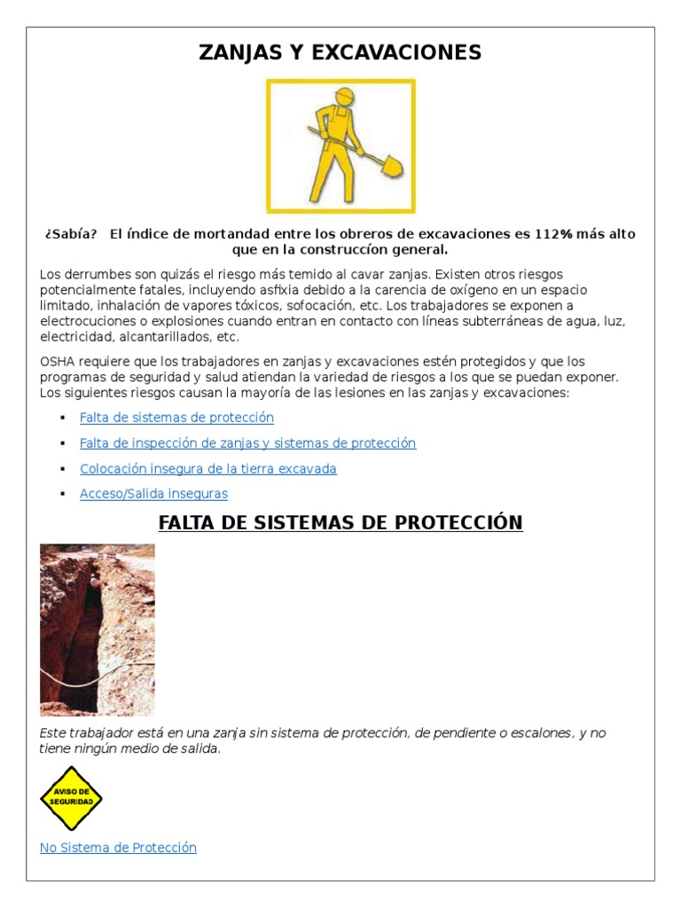 Zanjas y Excavaciones | PDF | Excavación (Arqueología) | Agua