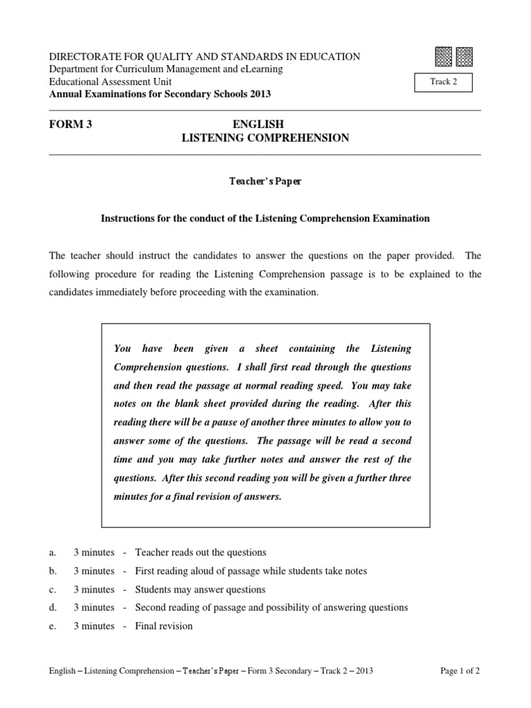 Form3 Exercise PDF | PDF | Reading Comprehension | Teaching And Learning