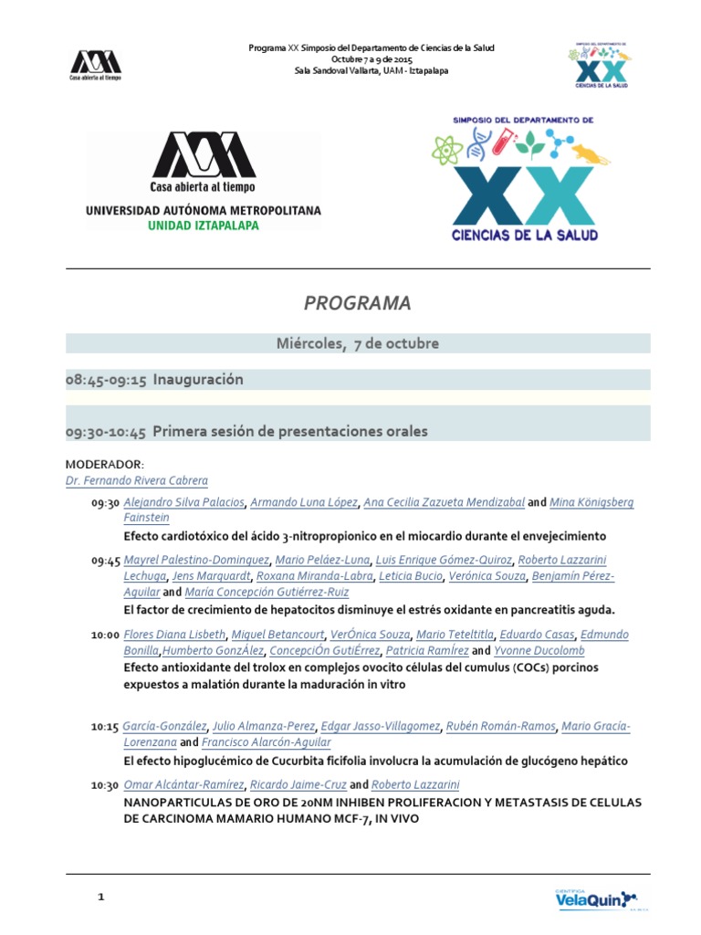 Programa Final XX - Simposio | PDF | Especialidades Medicas | Biología