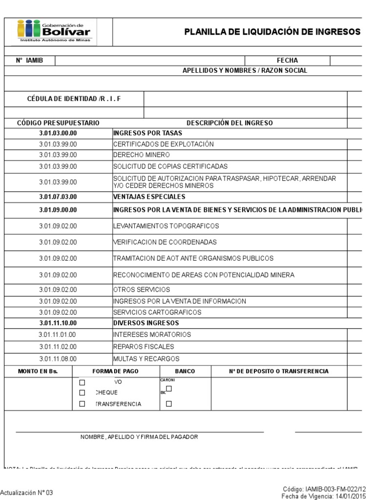 022 - 12 Planilla de Liquidacion de Ingresos Propios Act 03 | Descargar gratis PDF | Business ...