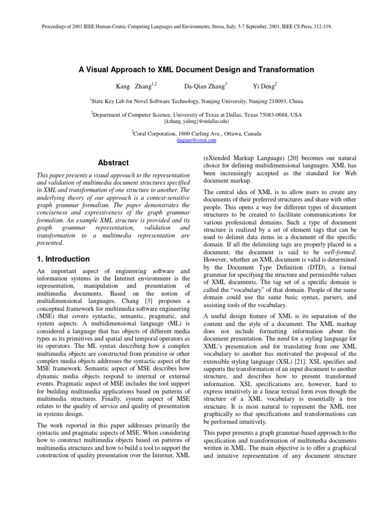 A Visual Approach To XML Document Design and Transformation | PDF ...