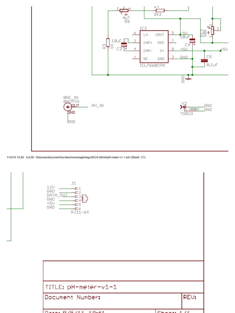 pH Meter V1.1 Circuit Schematic | PDF