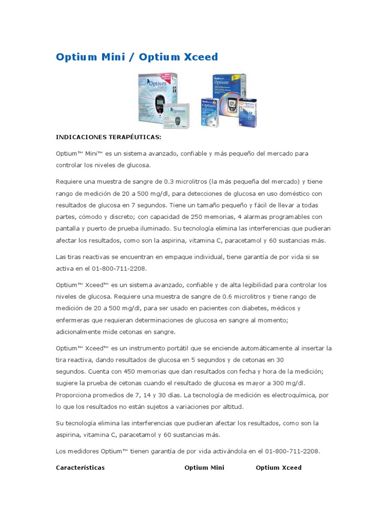 Optium Xceed Glucometro | PDF | Aspirina | Medicina CLINICA