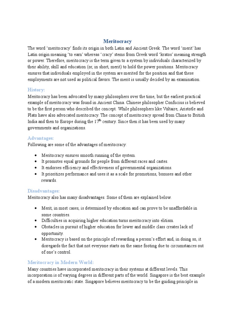 Meritocracy | PDF | Meritocracy | Sociological Theories