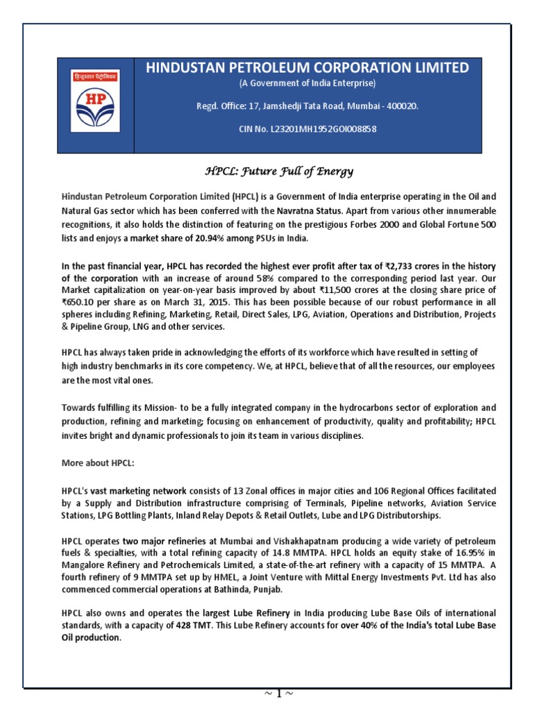 Hindustan Petroleum Corporation Limited (HPCL): An Overview of India's ...