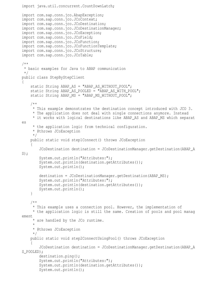 SAP JCo Java Connection Examples | PDF | Information Technology ...