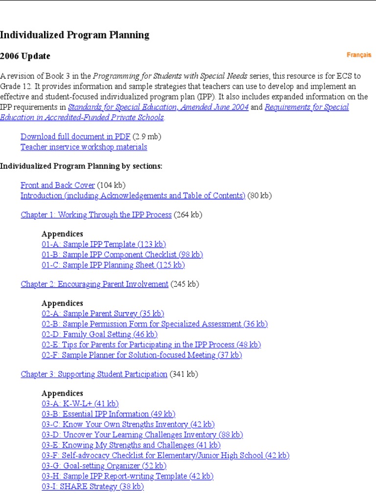 Alberta Education - Individualized Program Planning | PDF | Special ...
