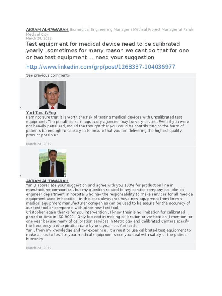 Medical Equipment Calibration Insights | PDF | Calibration ...