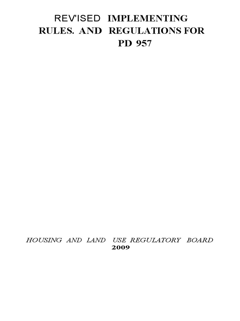 Irr PD 957 | PDF | Sanitary Sewer | Sanitation