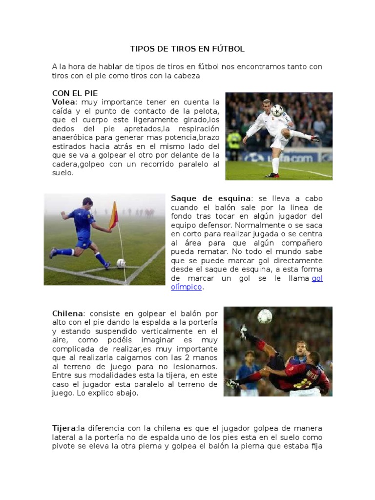 Tipos de Tiros en Fútbol | PDF | Asociación de Futbol | Variantes ...