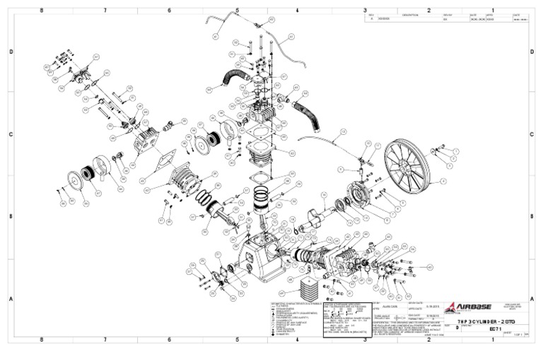 7HP 3 Cylinder 2 Stage Compressor Pump - Manual
