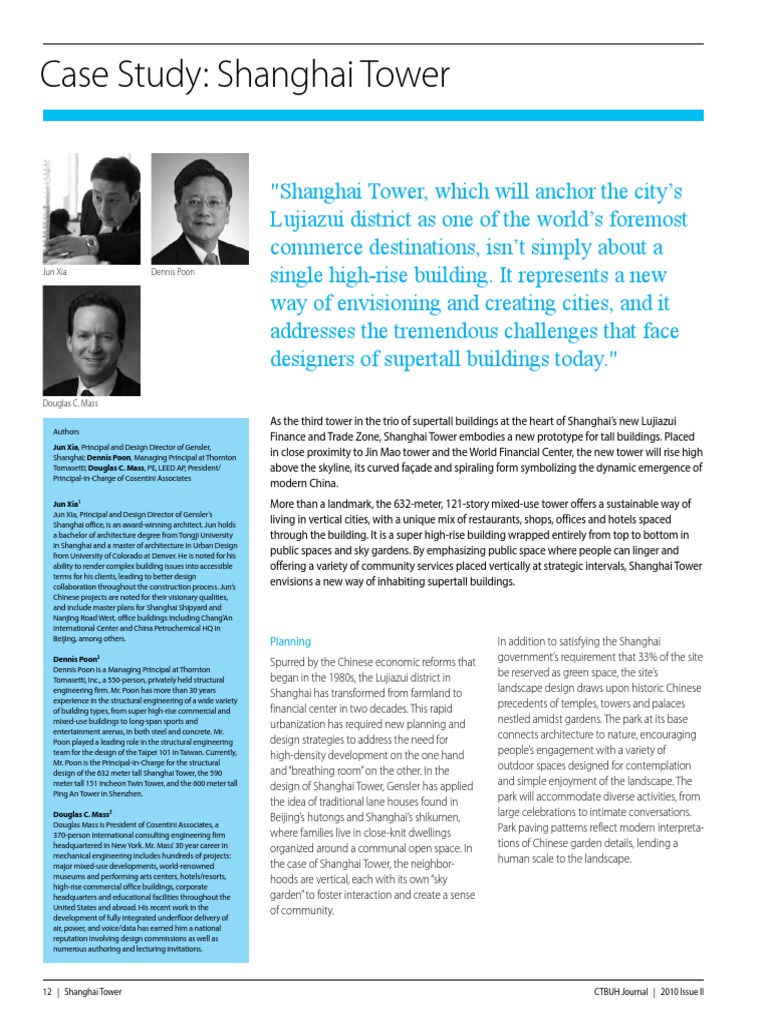 Case Study Shanghai Tower | PDF | Economic Sectors | Building Technology